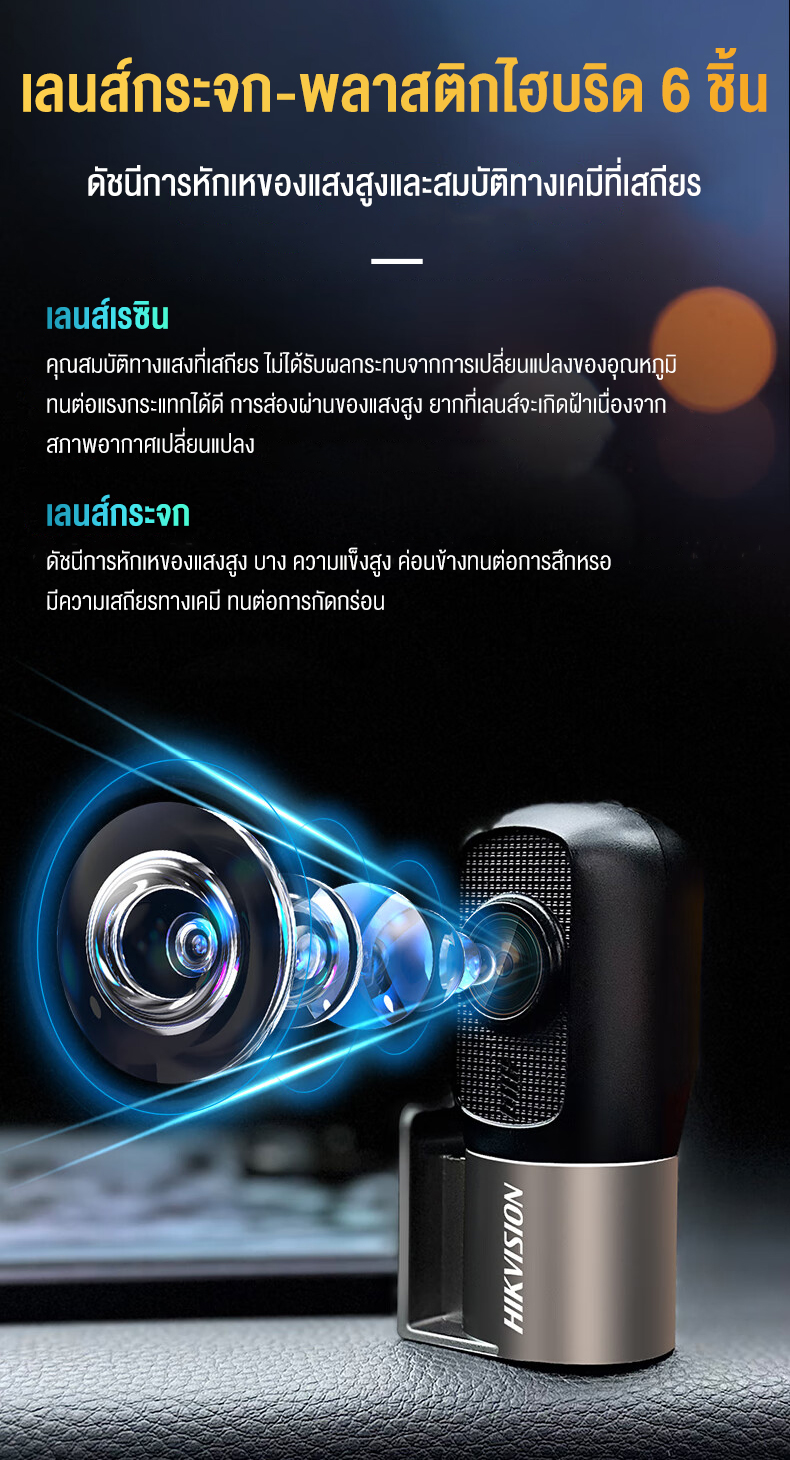 HIKVISION D1 / D1PRO Dash Cam Car Camera 2K กล้องติดรถยนต์ 1440 HD Wi-Fi ในตัว หมุนได้ 360 ...