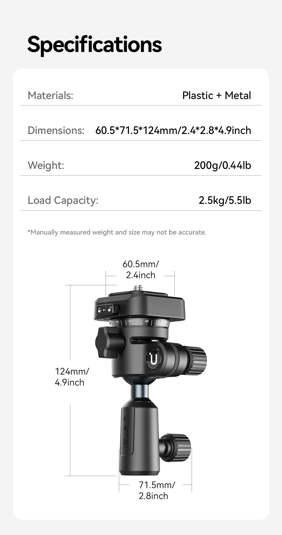 Ulanzi TH02 Uka Inverted Ball Head หัวบอล ต่อขาตั้ง พร้อมเพลทปลดเร็ว ...