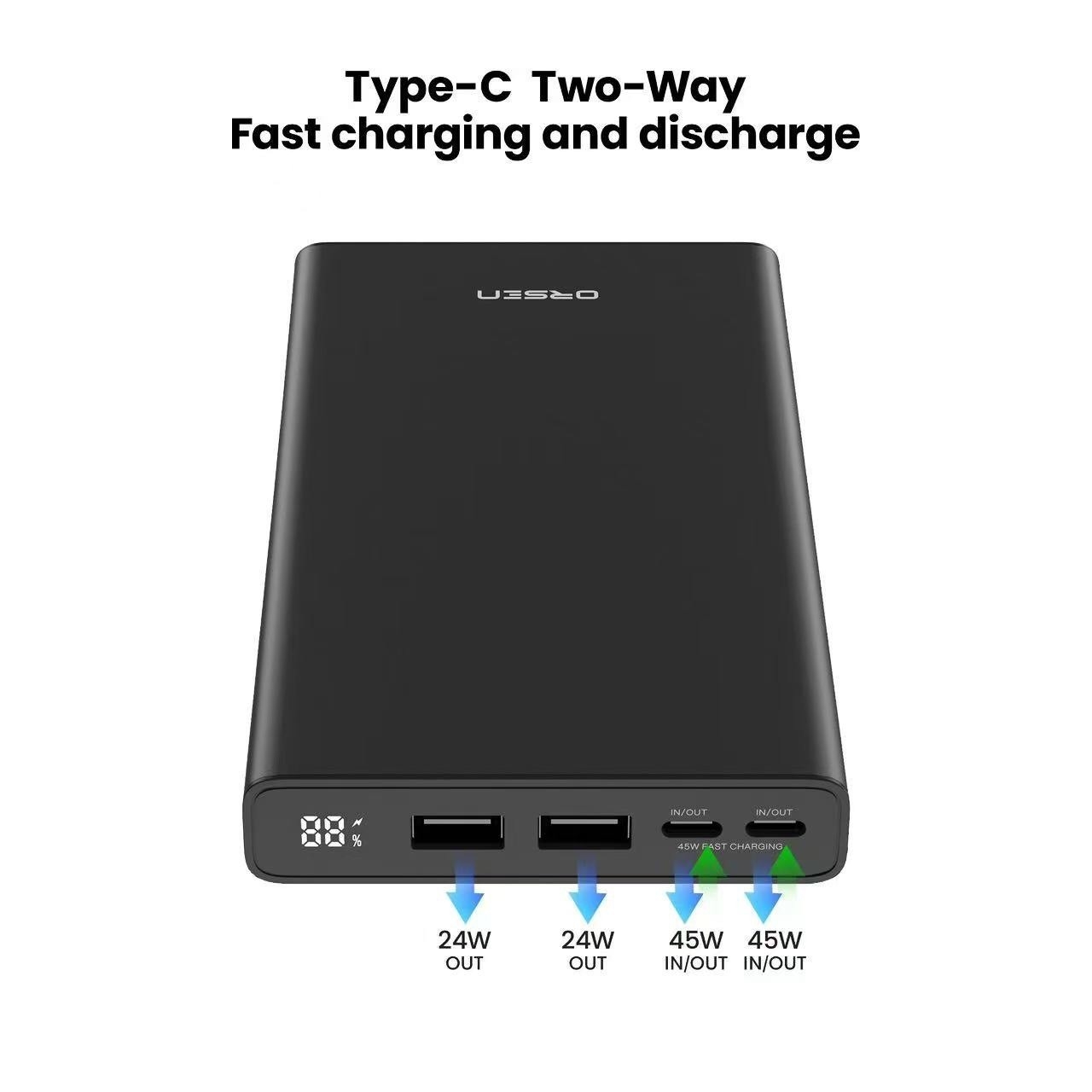 Eloop&Orsen รุ่นใหม่ล่าสุด E29 Ultra แบตสำรอง 30000 mAh เทคโนโลยีชาร์จเร็วขึ้น45W Quick Charge3 ...