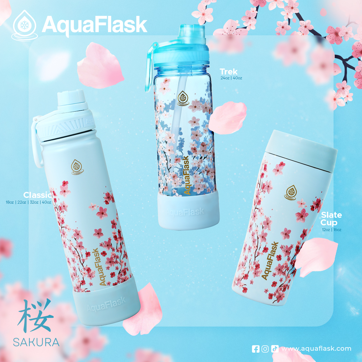 AquaFlask Sakura 2 LIMITED EDITION l กระบอกน้ำเก็บความเย็น กระติกน้ำสแตนเลส | Shopee Thailand