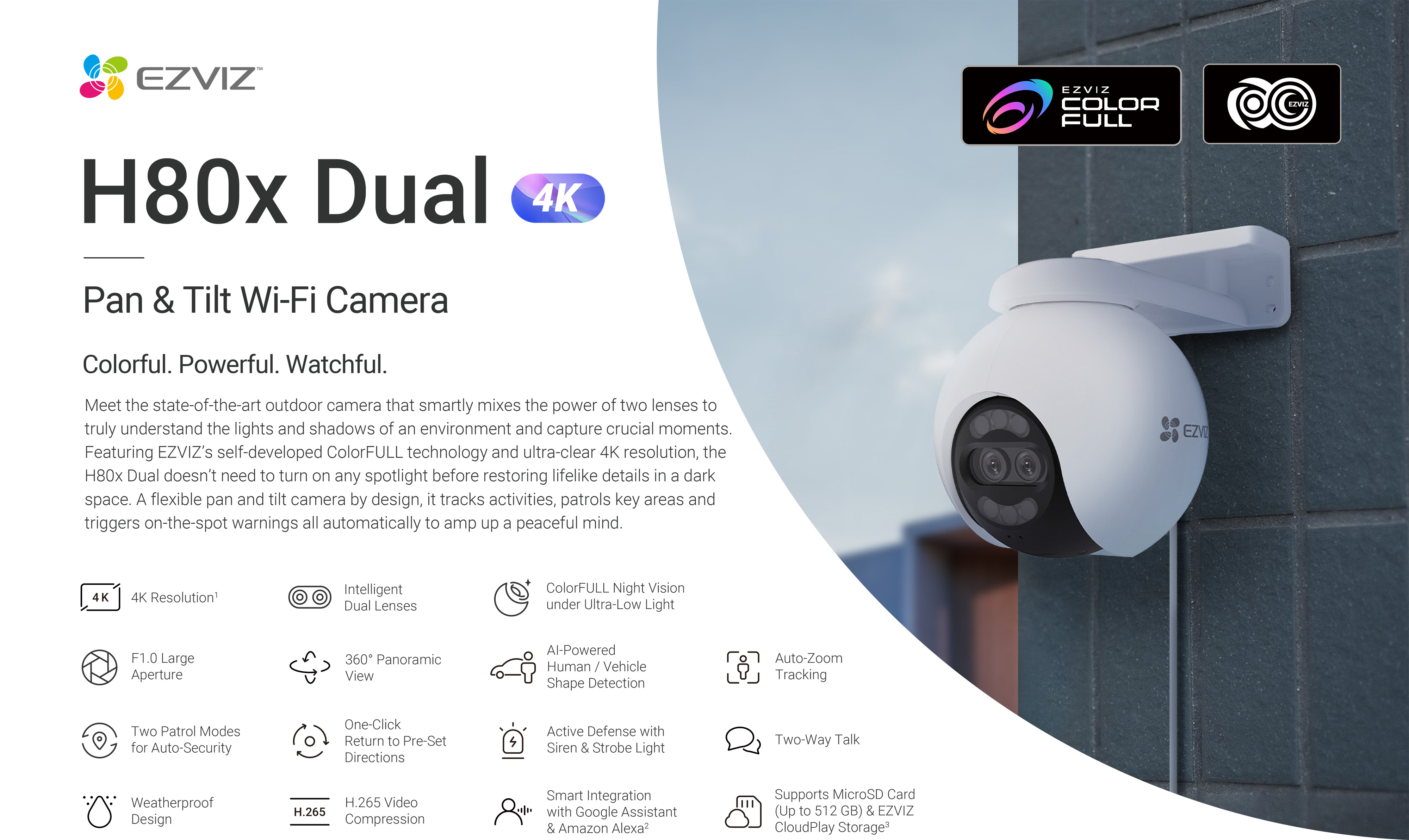 EZVIZ H80x Dual 4K กล้องวงจรปิดระบบ IP WIFI 4K DUAL LENS ภาพสี 24 ชม. ...