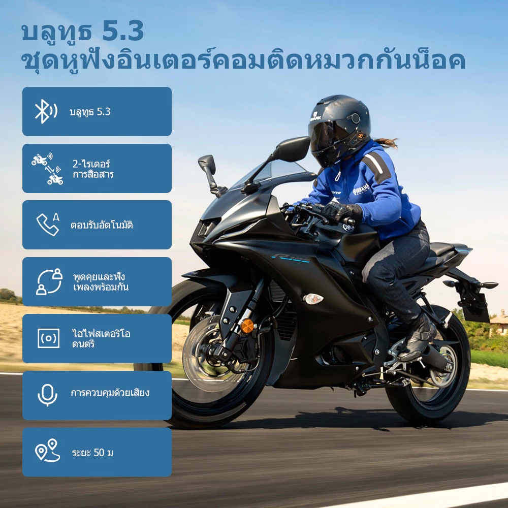 GEARELEC C2 หูฟังบลูทูธติดหมวก บลูทูธ 5.3 กันน้ำ IPX7 อินเตอร์คอม แฮนด์ ...