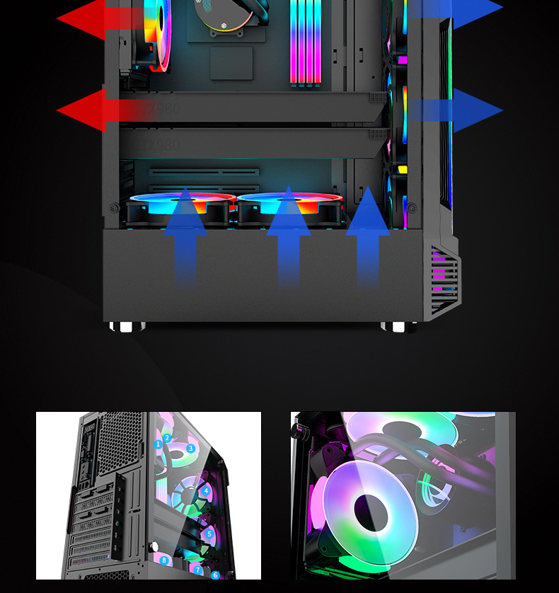 WJCOOLMAN Ⅲ เคสคอมพิวเตอร์ Tempered Glass ATX Gaming Case 447*378*190mm ...