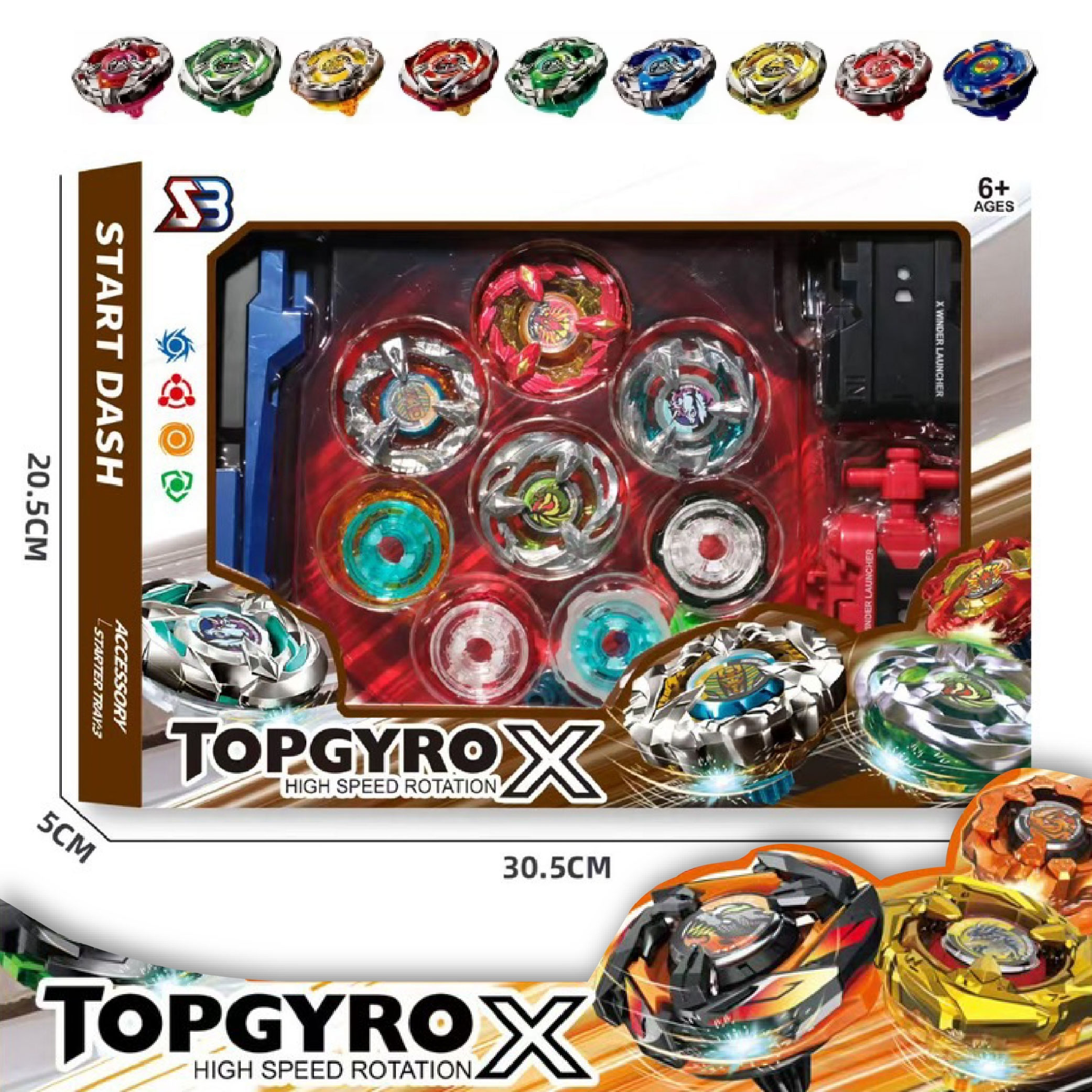 ของเล่นลูกข่าง เบย์เบลด TOPGYRO X ลูกข่าง เซ็ต 4 ตัว มาพร้อมสนามเบย์เบลด ที่ซู๊ตแบบสาย และแบบ ...