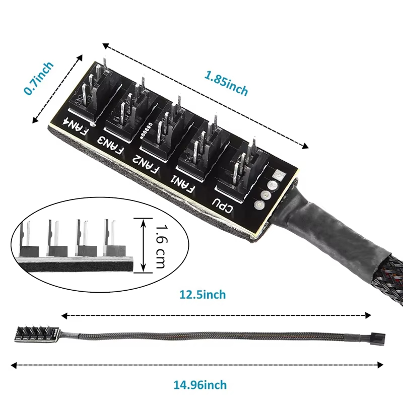 FAN HUB 1 TO 4 / 1 TO 5 4Pin PWM สายพัดลม สายขยายช่องพัดลม (3-4 PIN ...