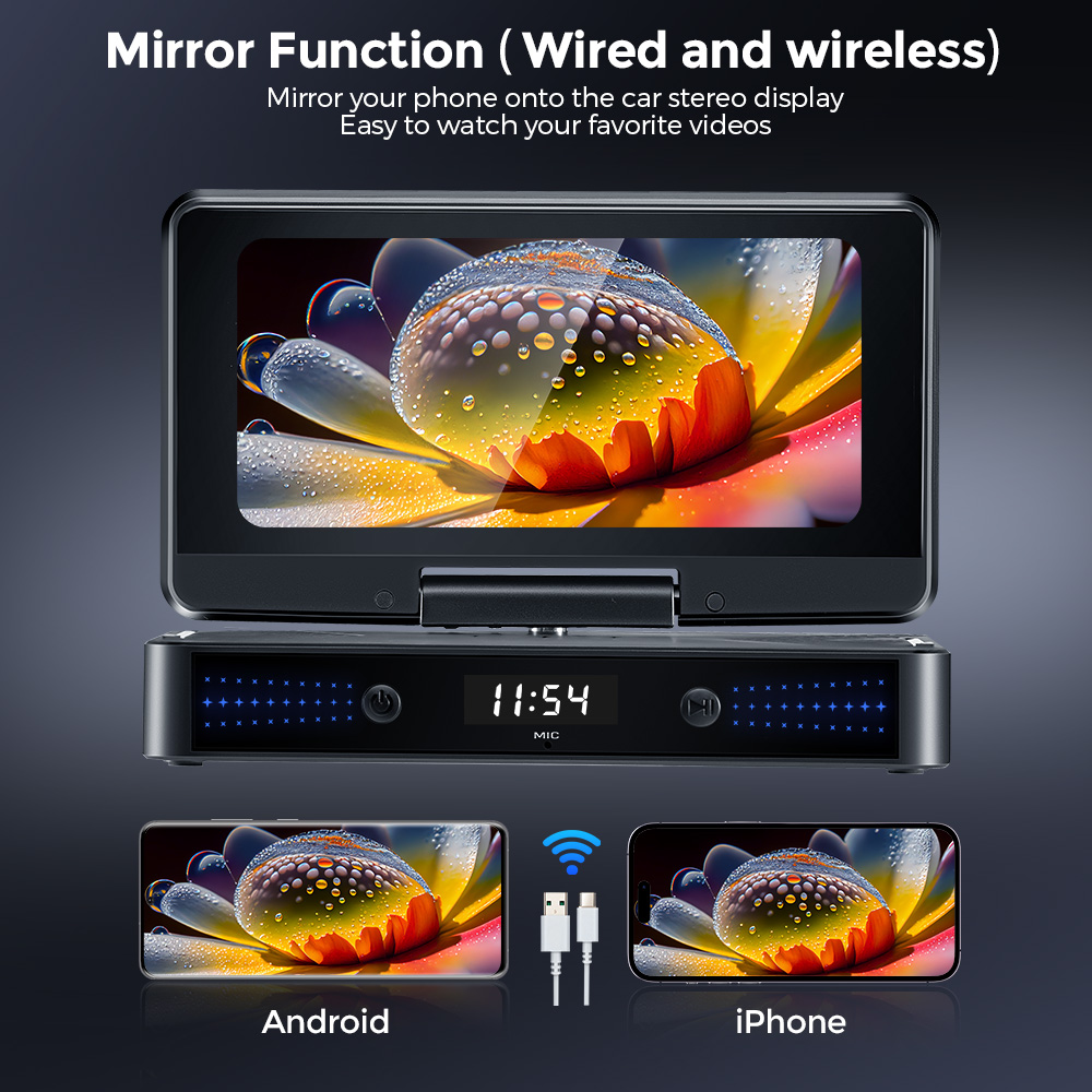 GEARELEC CP8 จอติดรถยนต์แบบพกพาขนาด 6.2 นิ้ว พร้อม บลูทูธ 5.2 หน้าจอ 2K ...