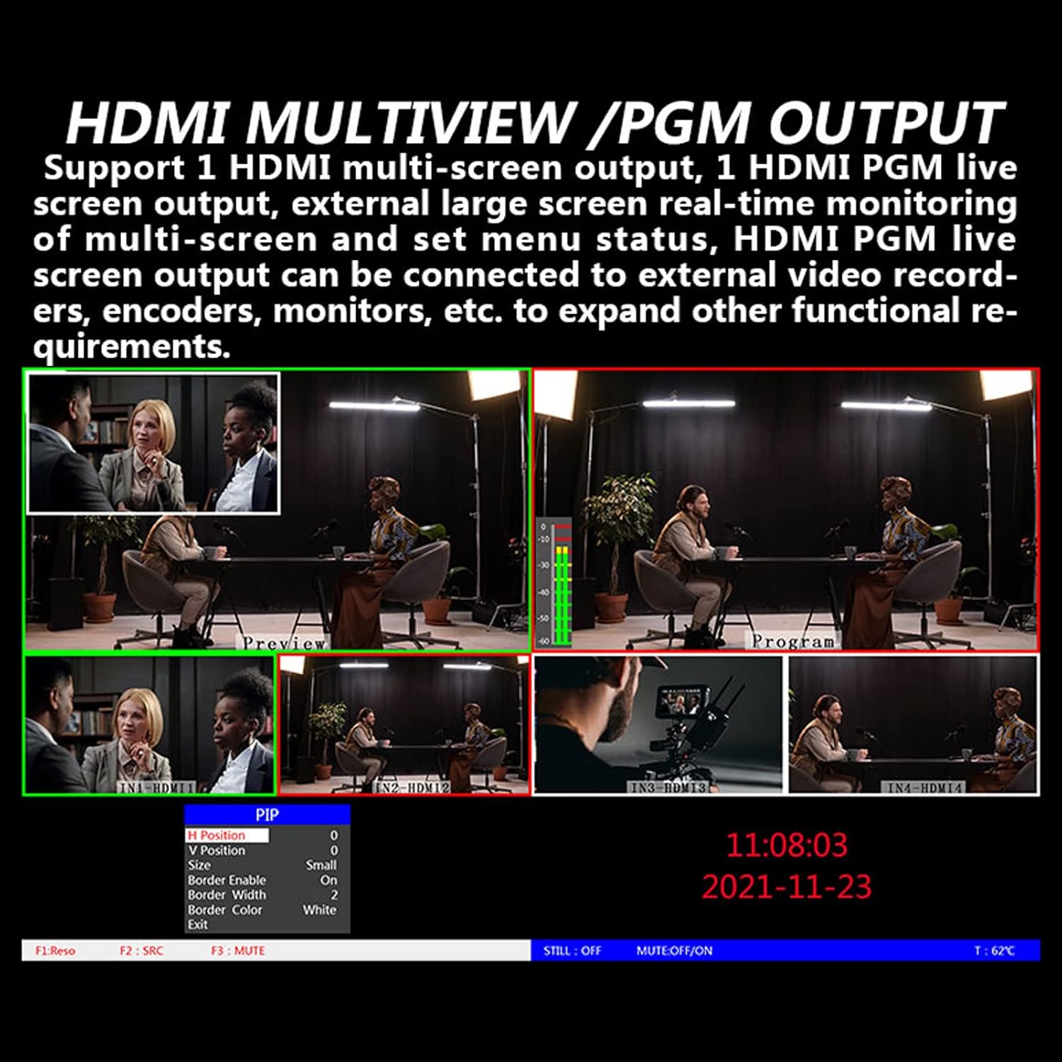 DeviceWell HDS8101 Video Switcher Mixer 4-CH HDMI LCD 5" นิ้ว HD รับ ...