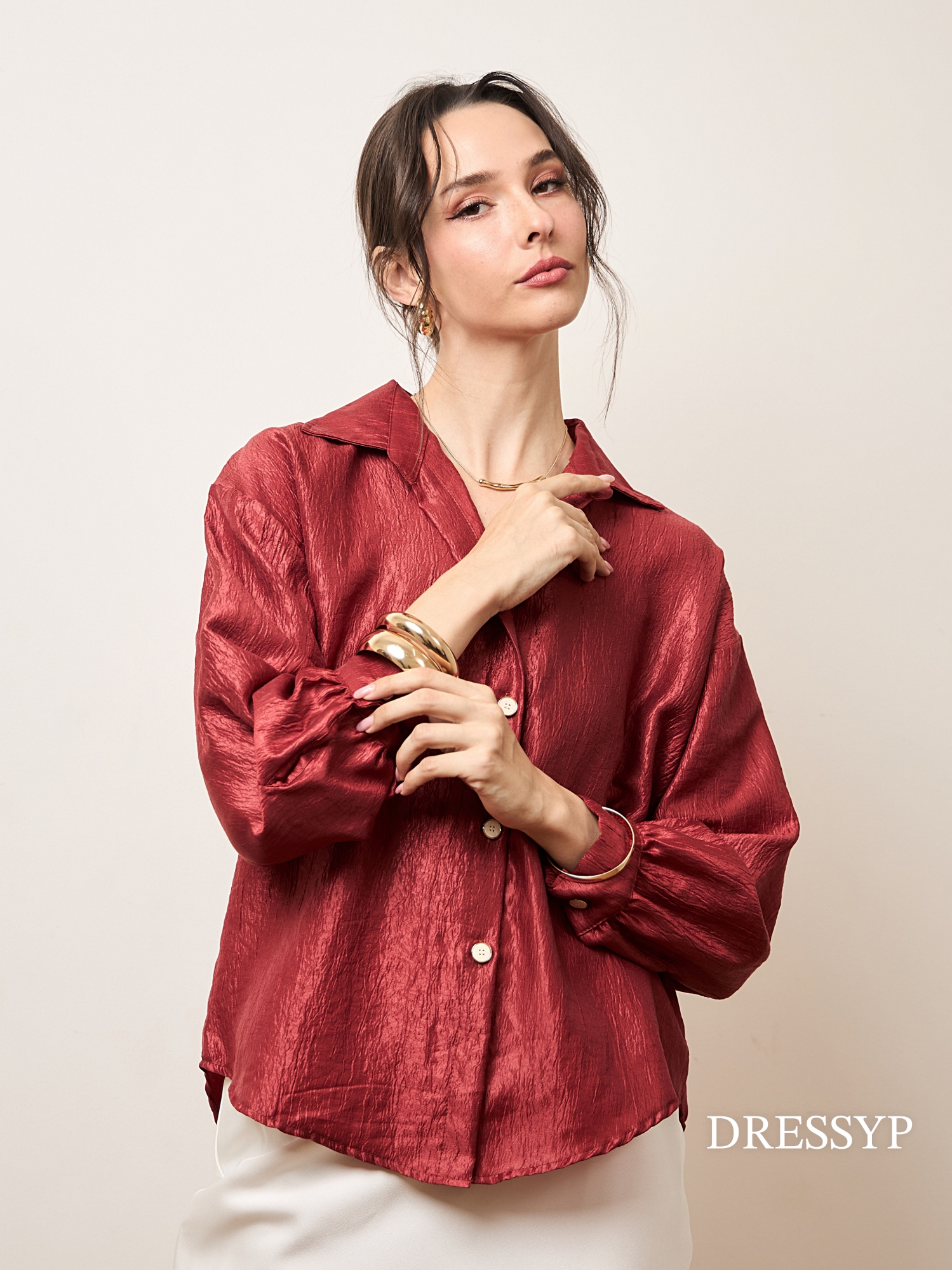 Amanda Shirt เสื้อเชิ้ตแขนยาว เนื้อผ้าอแมนด้า ผ้าเงา ผ้าเล่นแสง ทรงสวย ...