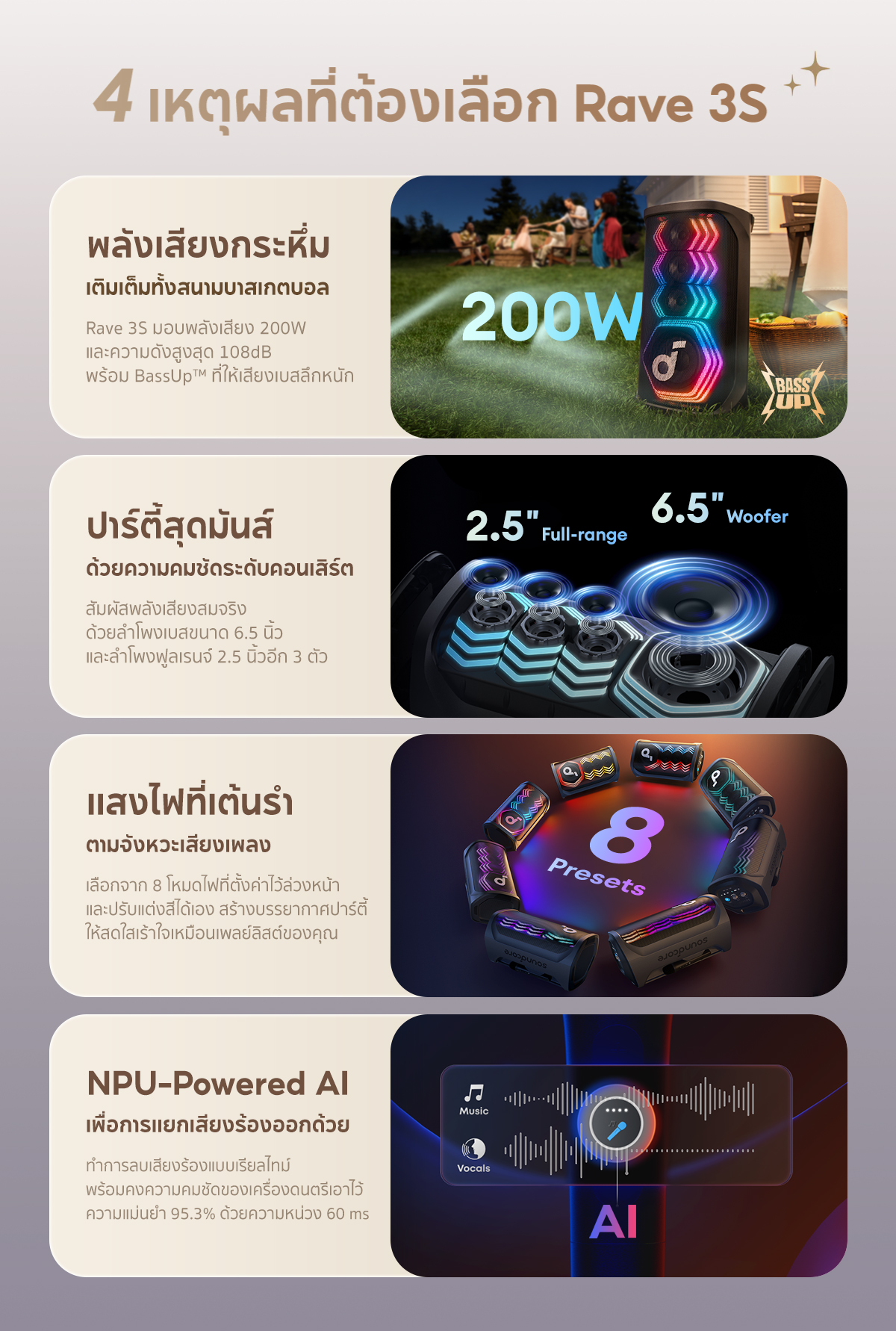 Soundcore by Anker Rave 3S Partybox Karaoke Speaker ฟังก์ชั่นไกด์เสียง ...