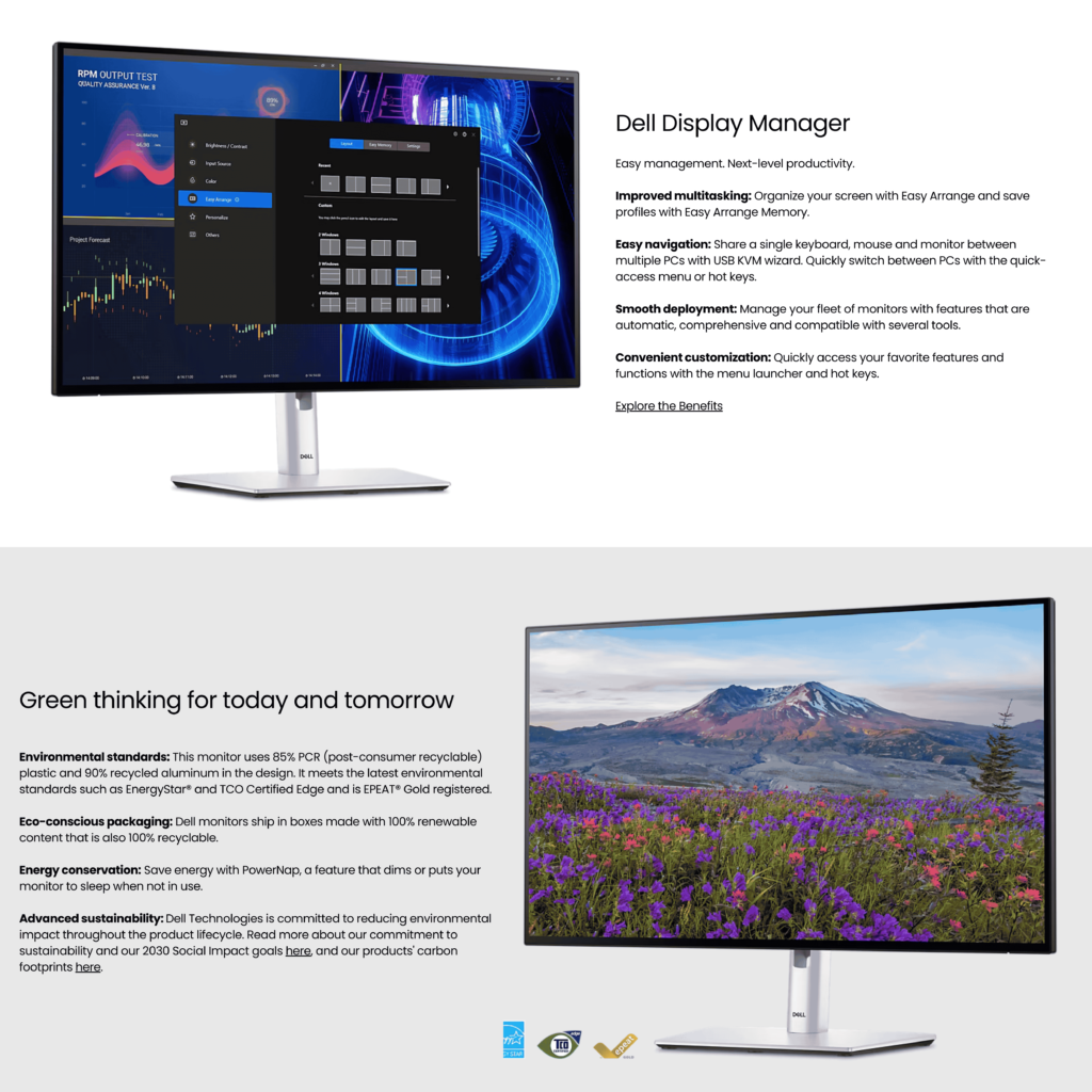 Dell U2424H UltraSharp 24 Monitor FULL HD 120Hz IPS sRGB, 100% USB-C ...
