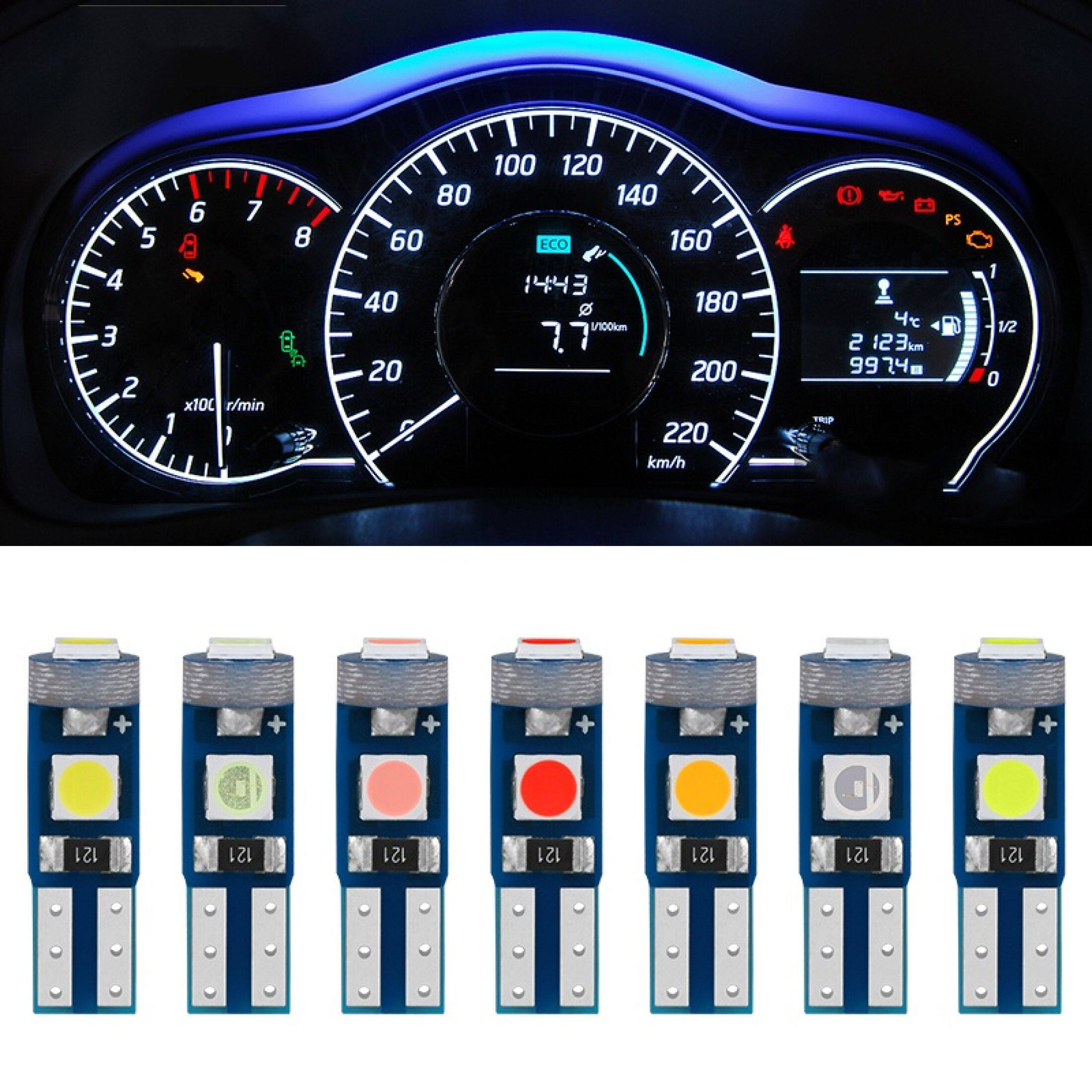 HEXMA 1Pcs T5 3SMD 3W 12V รถเมตรหลอดไฟภายในรถแดชบอร์ดอัตโนมัติด้านข้างรถหลังคาโคมไฟ3030ไฟ LED ...