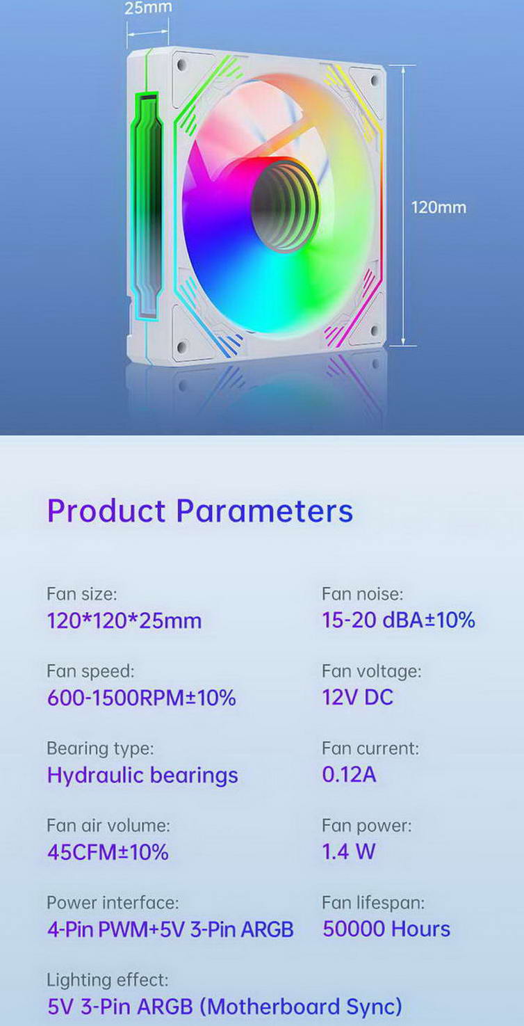 Cooling Fan (พัดลมเคส) SNOWMAN CK120 ARGB B&W 4Pin PWM/5V 3pin 120mm ...