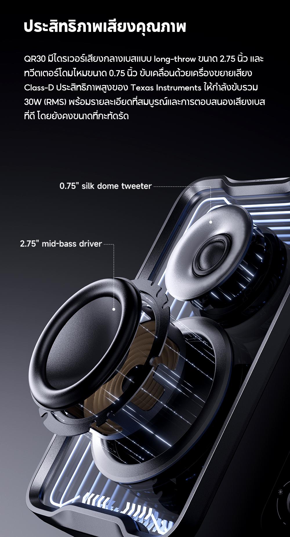 Edifier QR30 2.0 ลำโพงตั้งโต๊ะ 30W (RMS) Bluetooth V5.4 เอฟเฟกต์แสงได ...