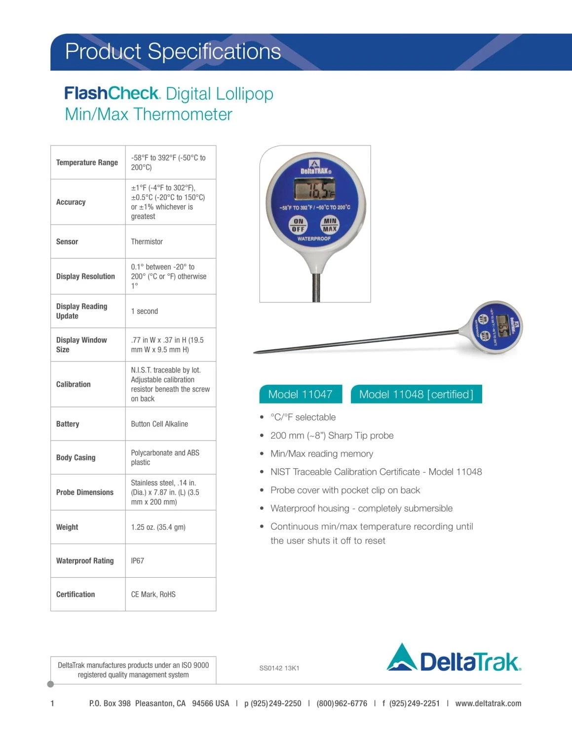 เครื่องวัดอุณหภูมิแบบดิจิตอล Digital Thermometer ยี่ห้อ Delta Trak รุ่น ...