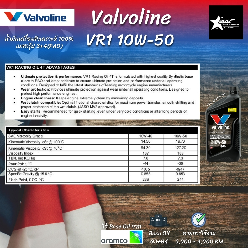 น้ำมันเครื่อง Valvoline VR1 [Gen3 API SP] สังเคราะห์ 100 | Shopee Thailand