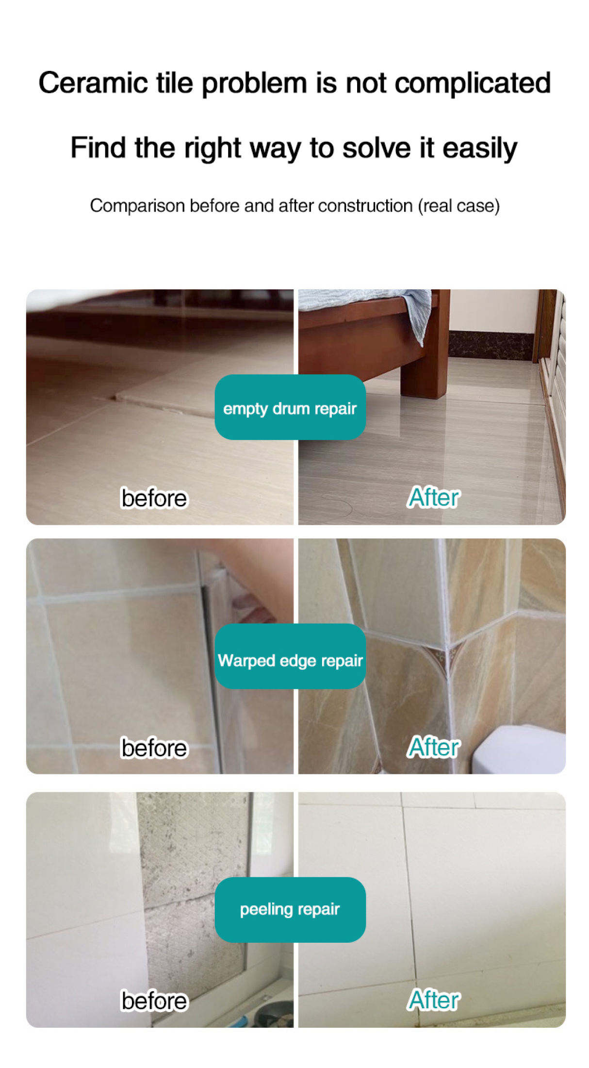 High-efficiency tile adhesive, tile repair agent, crack repair, tile ...