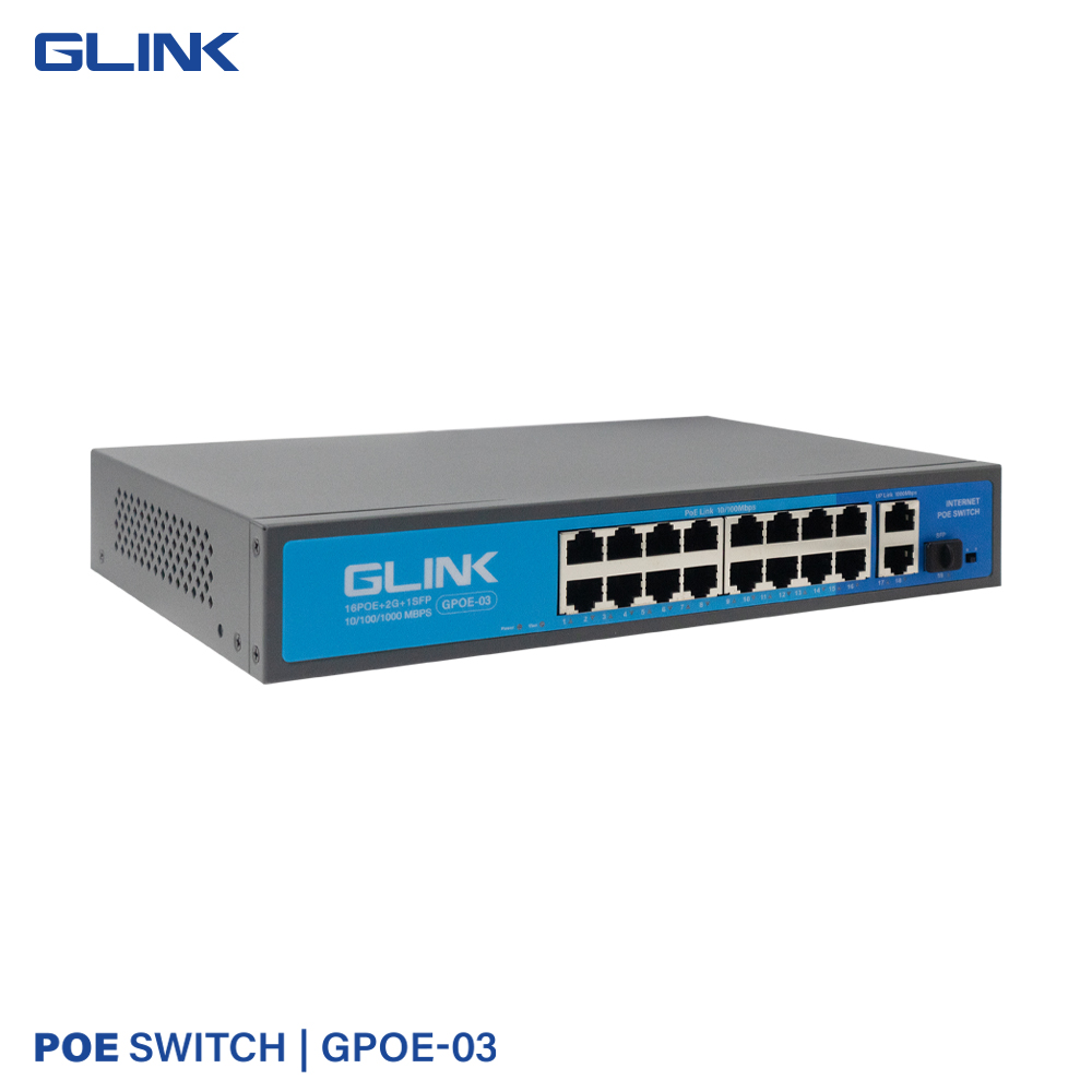 Glink GPOE-03 POE Switch 16Port POE 10/100+2Port Uplink 10/100/1000Mbps ...