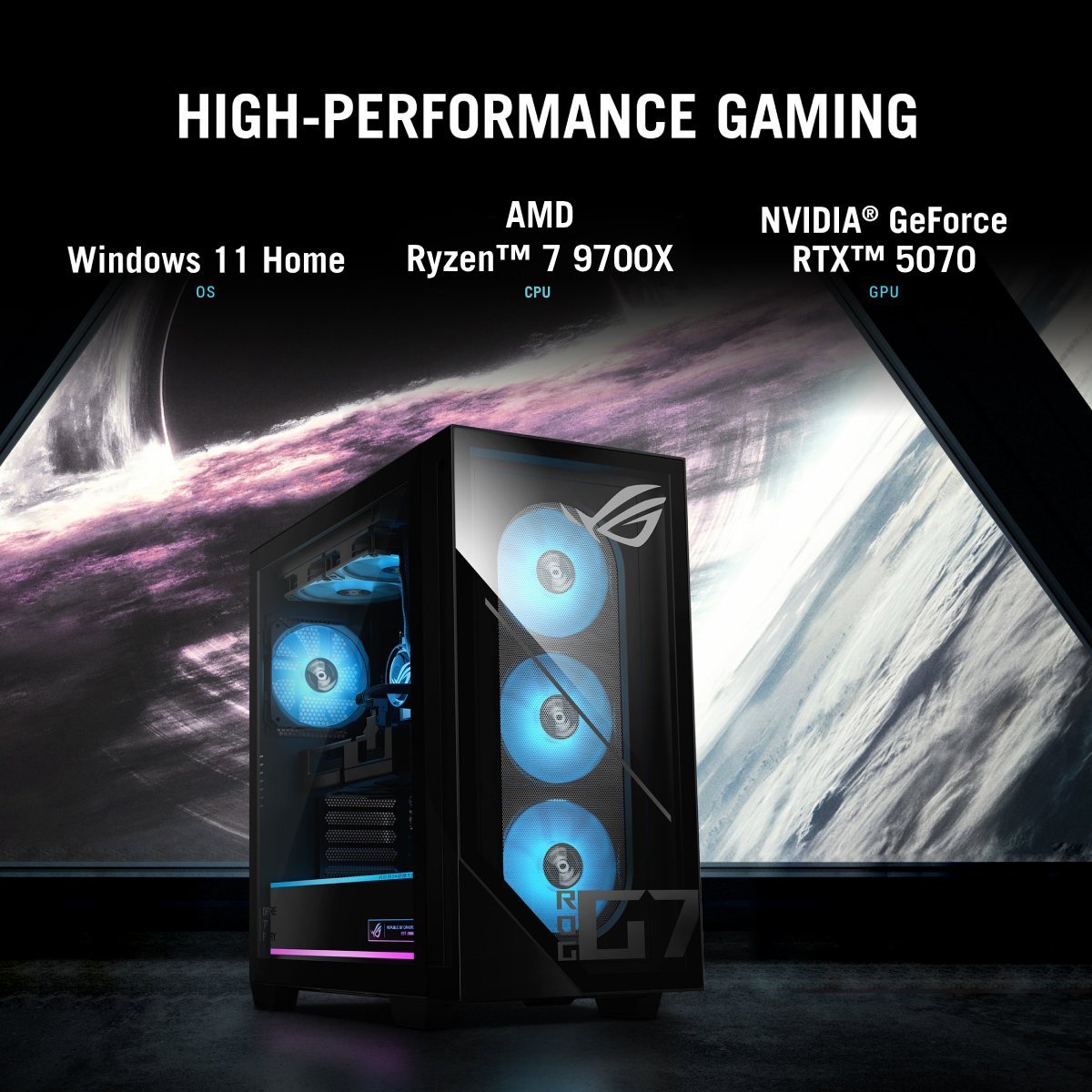 ASUS ROG GM700 (GM700TZ-R9700X024WA) Gaming Desktop, AMD R7-9700X, 32GB ...