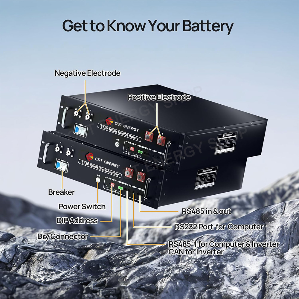 CST ENERGY แบตเตอรี่ Lifepo4 48V 100AH Bluetooth แบตลิเธียม 5.12KWh ...