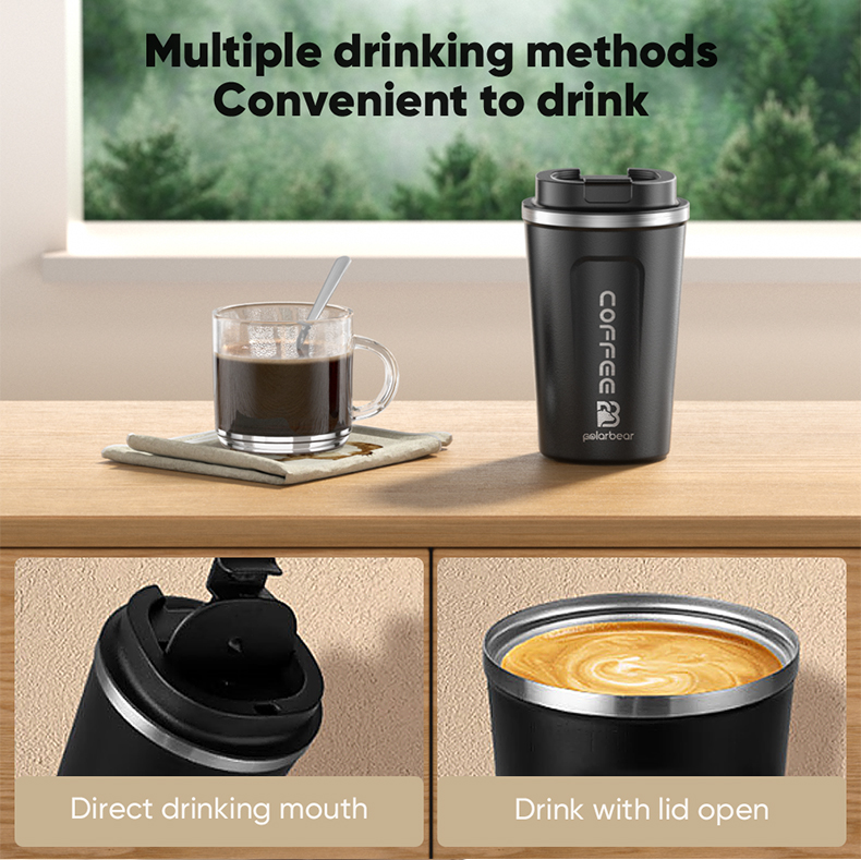 แก้วกาแฟพกพา Polarbear เก็บความเย็น แก้วกาแฟ แก้วเก็บอุณหภูมิ สแตนเลสแบบพกพา น้ำสแตนเลส 380ML ...