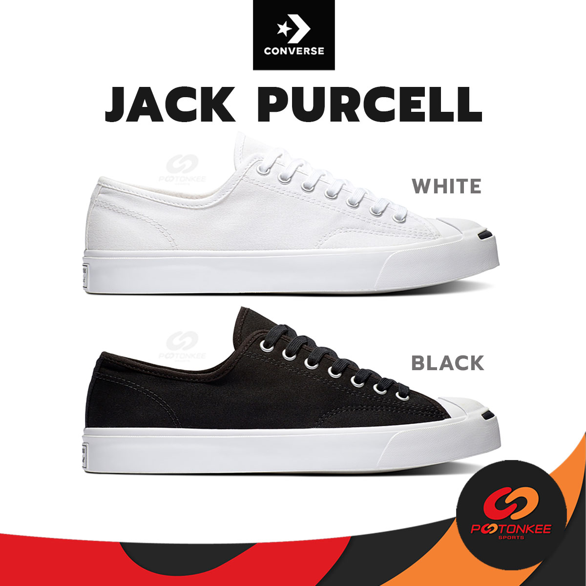 CONVERSE Jack Purcell แท้ 100% รองเท้าคอนเวิร์ส ผ้าใบลำลอง ผ้าCanvas ...