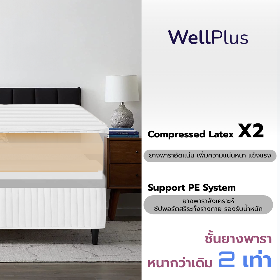 WellPlus ที่นอนยางพาราแท้100% รุ่น Alis หนา 11 นิ้ว สัมผัสแน่น นอนสบาย รองรับทุกการพลิกตัว ...