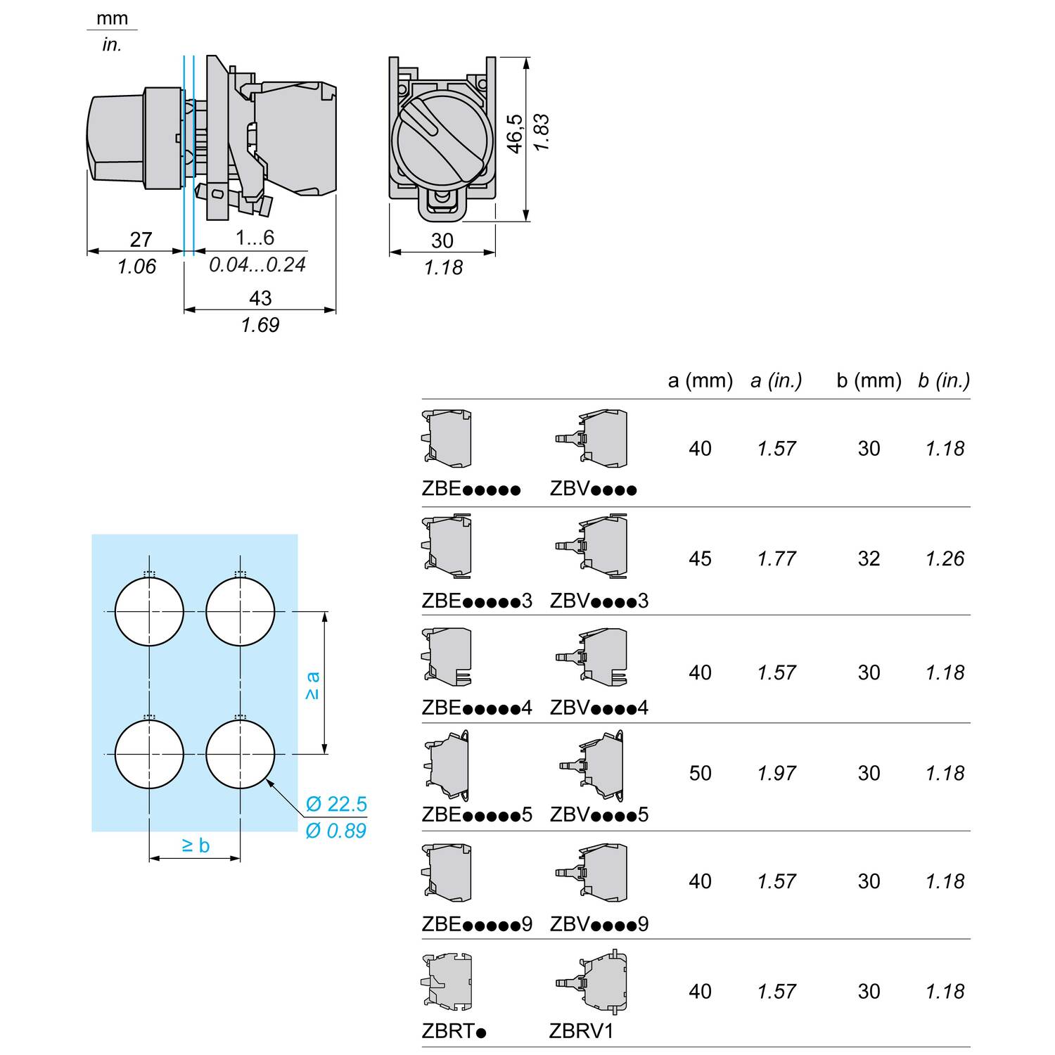 Schneider Electric switch, Harmony XB4, metal, black, 22mm, 3 positions ...