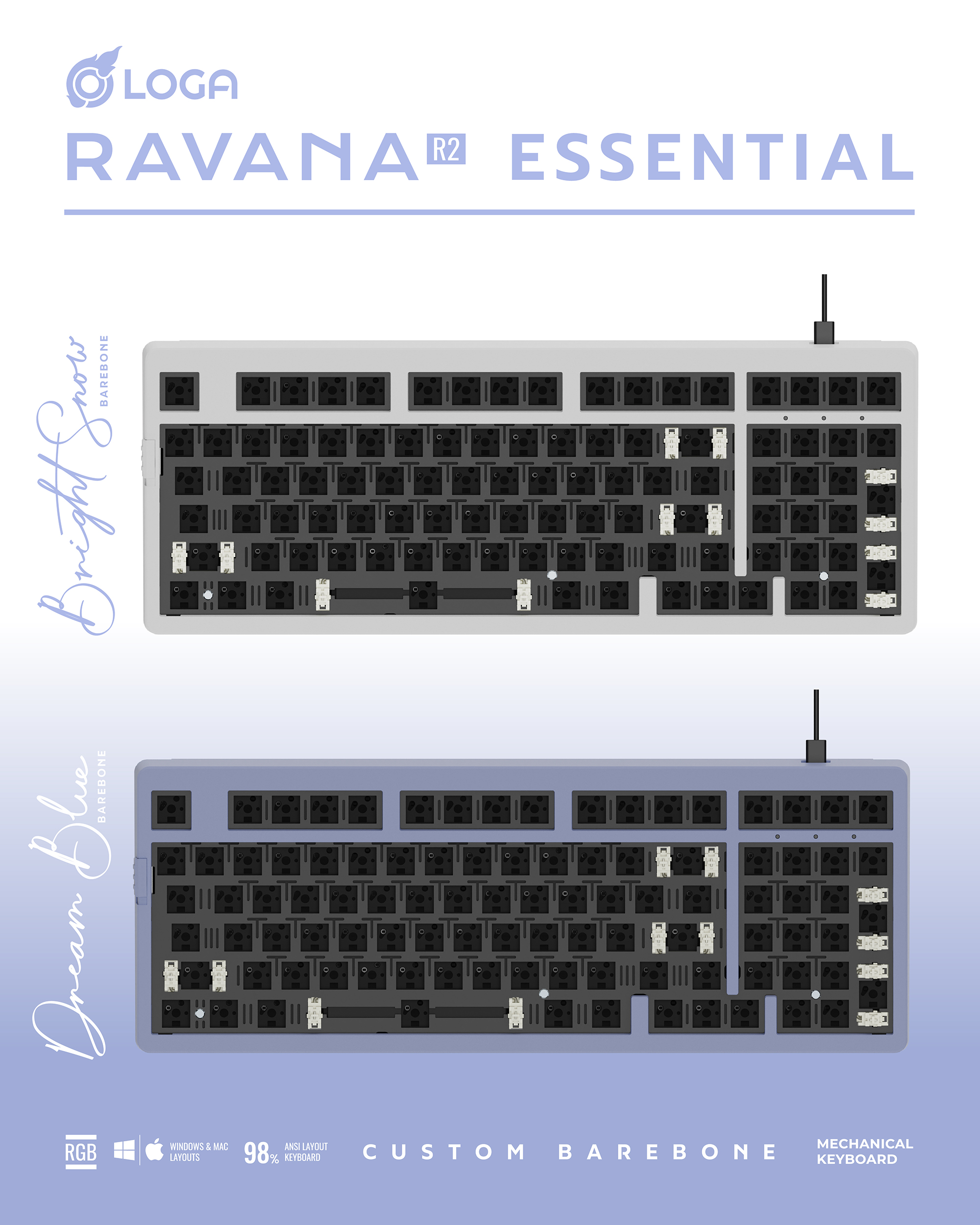 LOGA RAVANA R2 ESSENTIAL : 98 % wired mechanical keyboard [Barebone ...