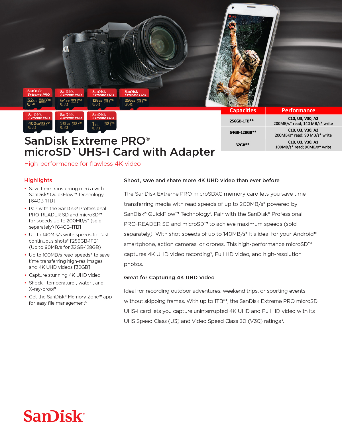 SanDisk Extreme Pro Micro SD Card SDHC 32GB SDXC 64GB 128GB 256GB Speed ...