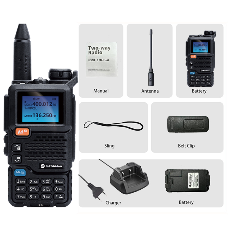【หูฟังฟรี】Motorola-X6 Radio กำลังไฟ10W 200ช่อง VHF/UHF ความถี่คู่ ...