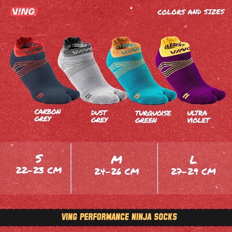 VING Ninja Socks - ถุงเท้า 2 นิ้ว สำหรับใส่รองเท้าแตะวิ่ง ถุงเท้านินจา ถุงเท้าวิ่ง | Shopee Thailand