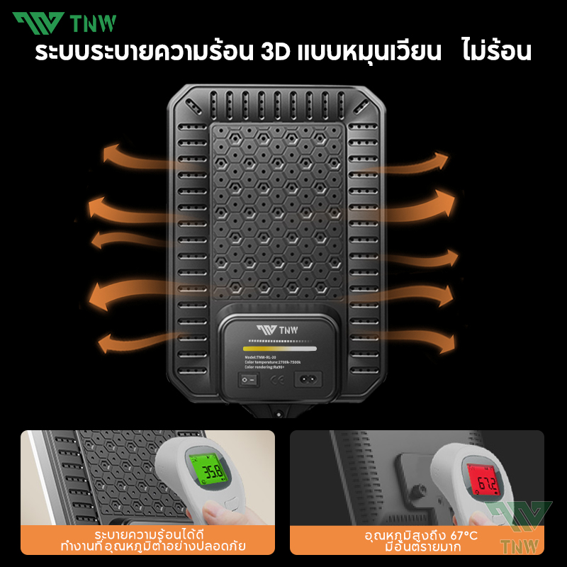 TNW 20นิ้ว ไฟสตูดิโอ ไฟไลฟ์สด LED Panel Light พร้อมขาตั้ง2.1m ไฟ ...