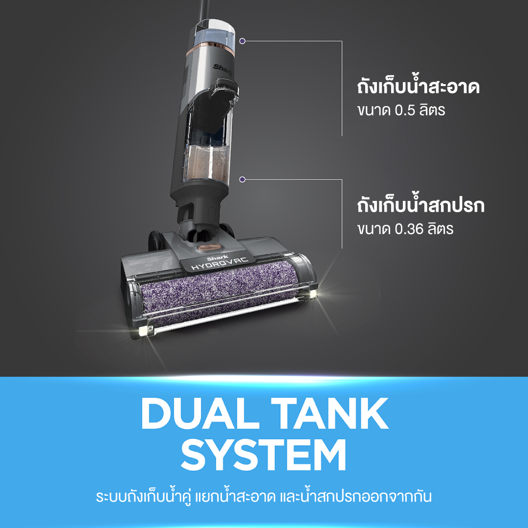 Shark Hydrovac เครื่องดูดฝุ่นไร้สาย ระบบเปียกและแห้ง 2-in-1, Multi ...