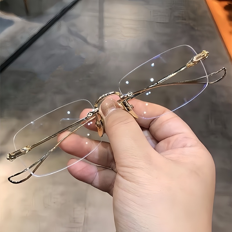 แว่นแฟชั่น แว่นไร้ขอบ เลนส์BlueBlock Computer Glasses กรองแสงสีฟ้า100%จากคอมมือถือ สำหรับผู้ชาย ...