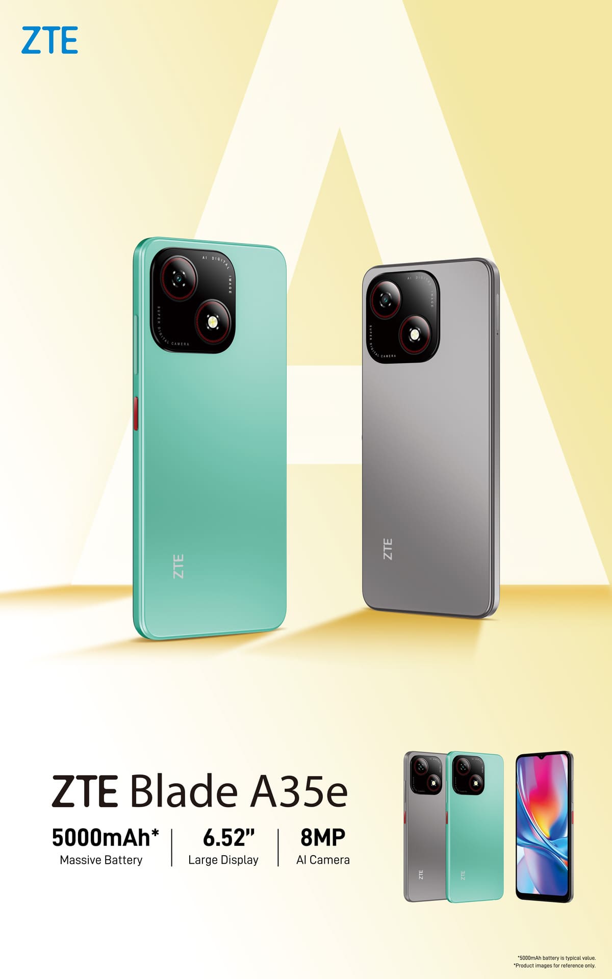 ใหม่ล่าสุด! ZTE Blade A35e (2+64GB) AI Camera สมาร์ทโฟน หน้าจอ 6.52 ...