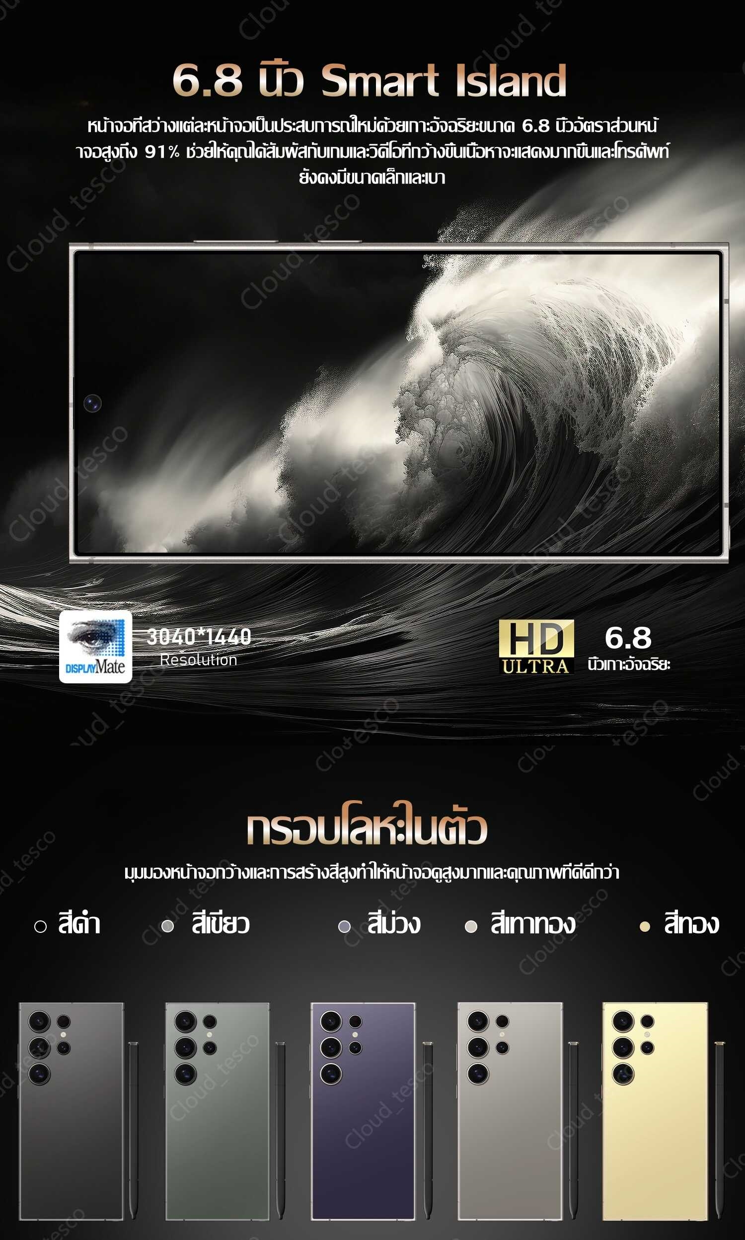 5G โทรศัพท์ Galaxy S24 Ultra สมาร์ทโฟน 12+512GB ROM 8000mAh Android14.0 เมนูภาษาไทย 【รับประกัน 1 ...