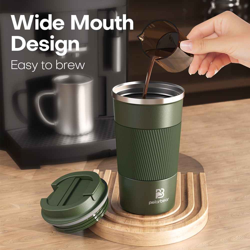 Polarbear แก้วกาแฟพกพา 380ML 510ML เก็บความเย็น แก้วกาแฟ แก้วเก็บอุณหภูมิ สแตนเลสแบบพกพา น้ำ ...