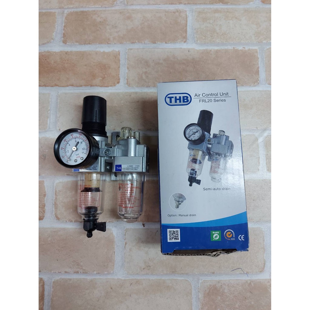 ชุดกรองลม THB ดักน้ำ ปรับลม เติมน้ำมัน ขนาดเกลียว 1/4” FRL202 (Made in Taiwan) | Shopee Thailand