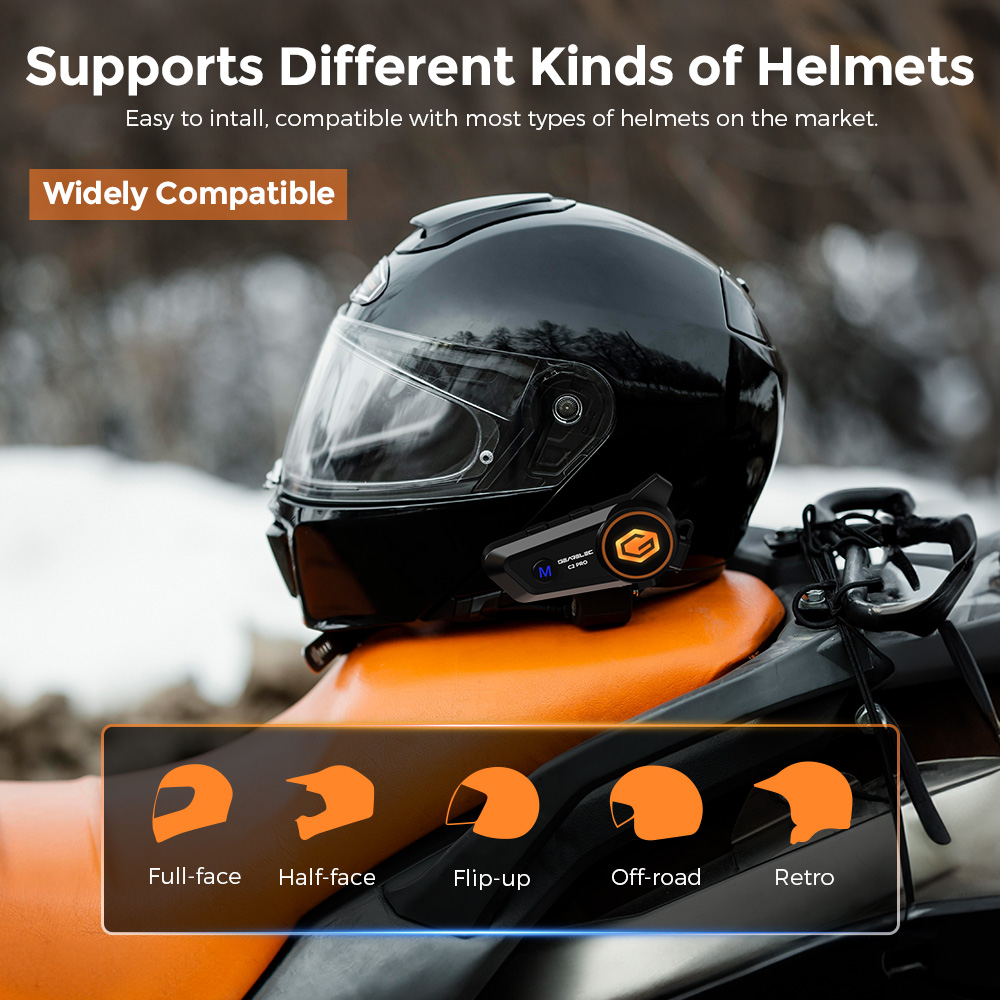 GEARELEC C2 Pro บลูทูธติดหมวก บลูทูธ5.3 กันน้ำIP67 อินเตอร์คอม ลดเสียง ...