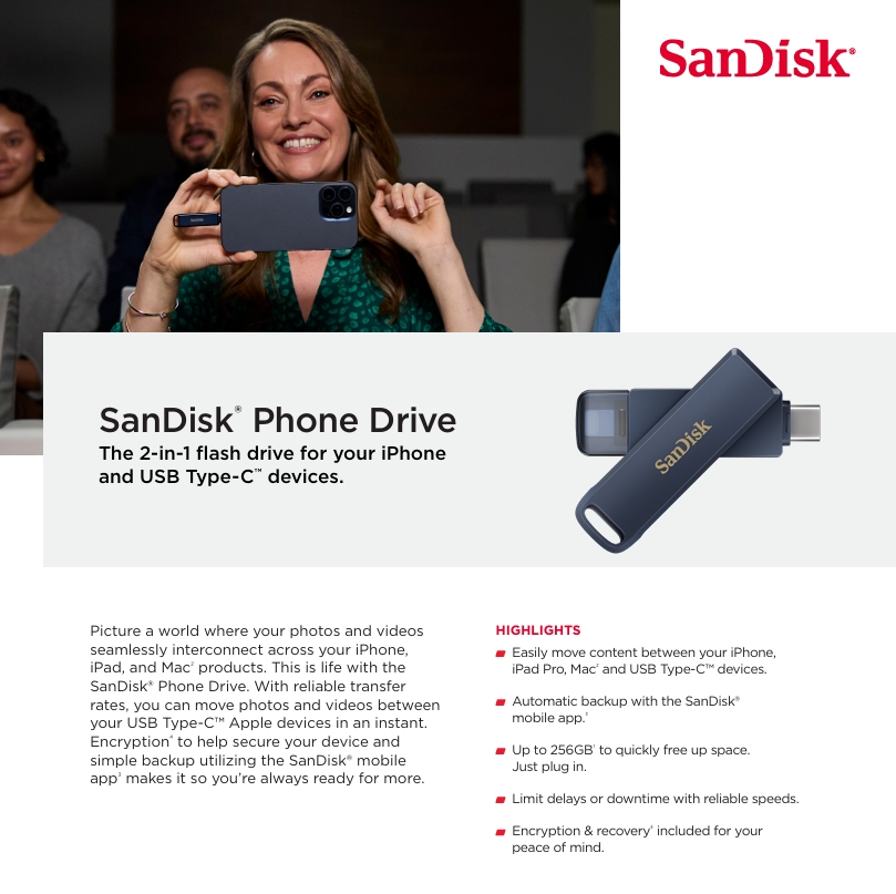 SanDisk Phone Drive for iPhone 64GB 128GB 256GB สี Metallic Sky ...