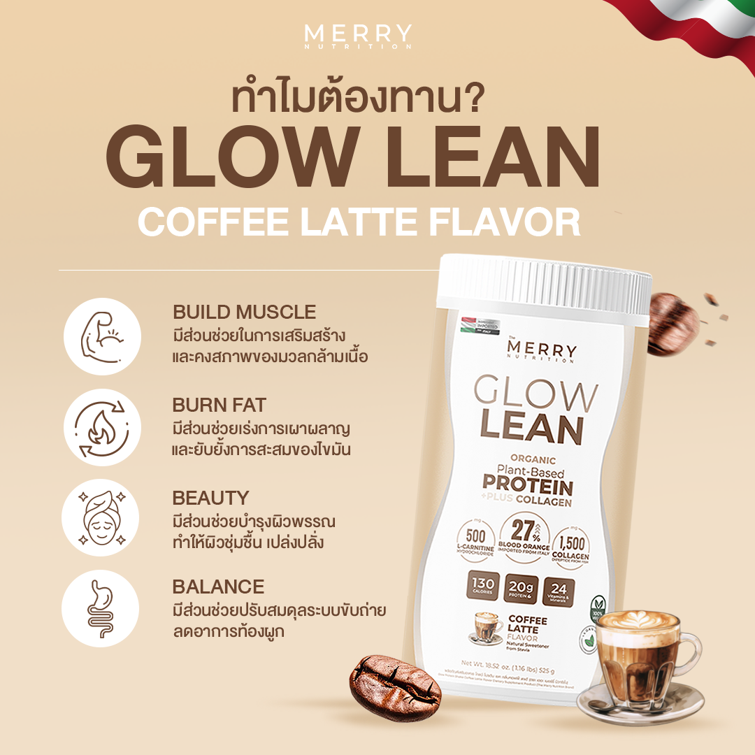 Merry Glow Protein ขนาด 525g โปรตีนพืชจากพืช 5 ชนิด (ไม่มีถั่วเหลือง ...
