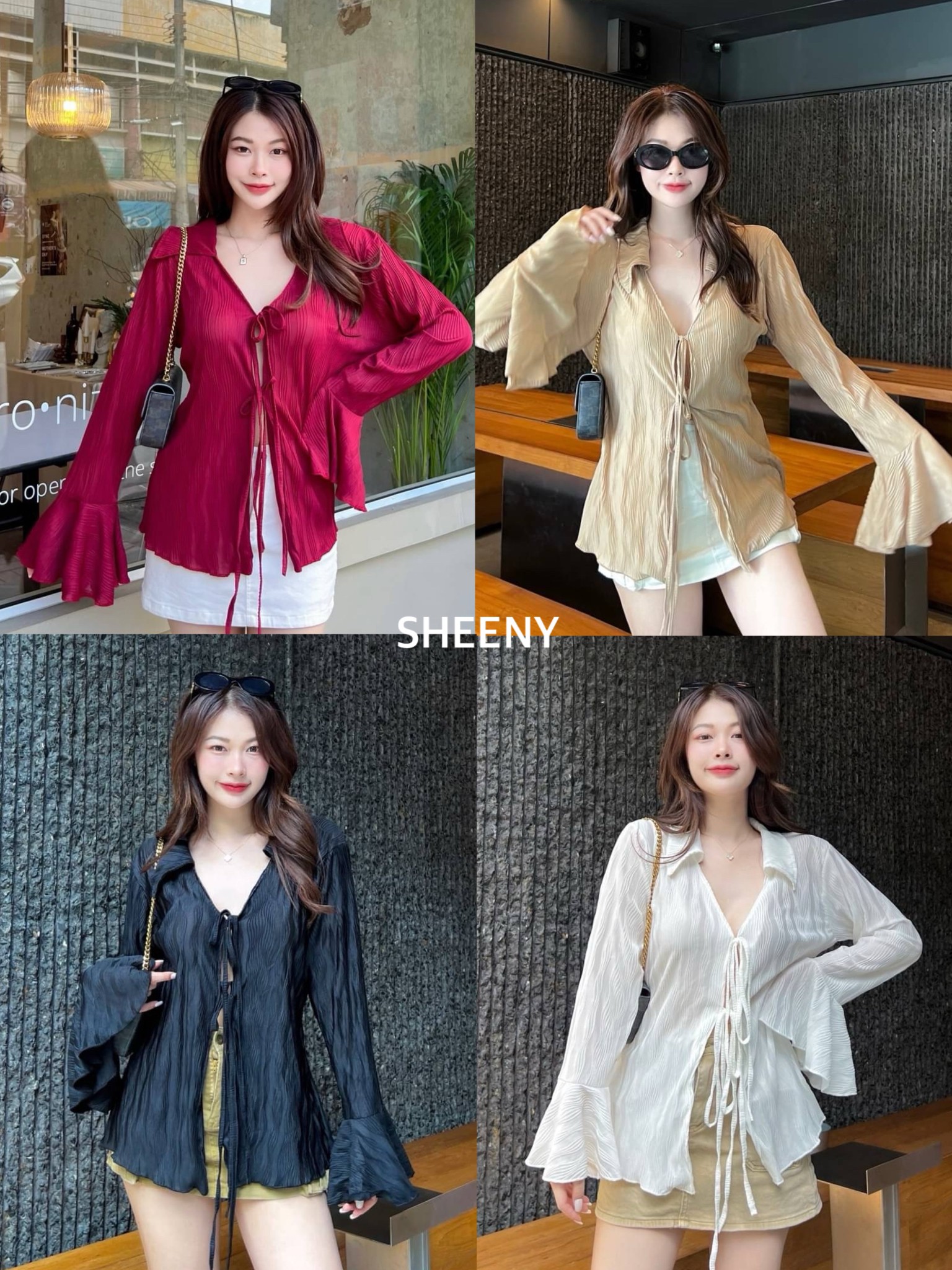【SHEENY】 SN 5947 เสื้อผูกหน้างานใหม่ ใส่ง่าย ไม่ต้องรีด #ชุดเที่ยวทะเล ...