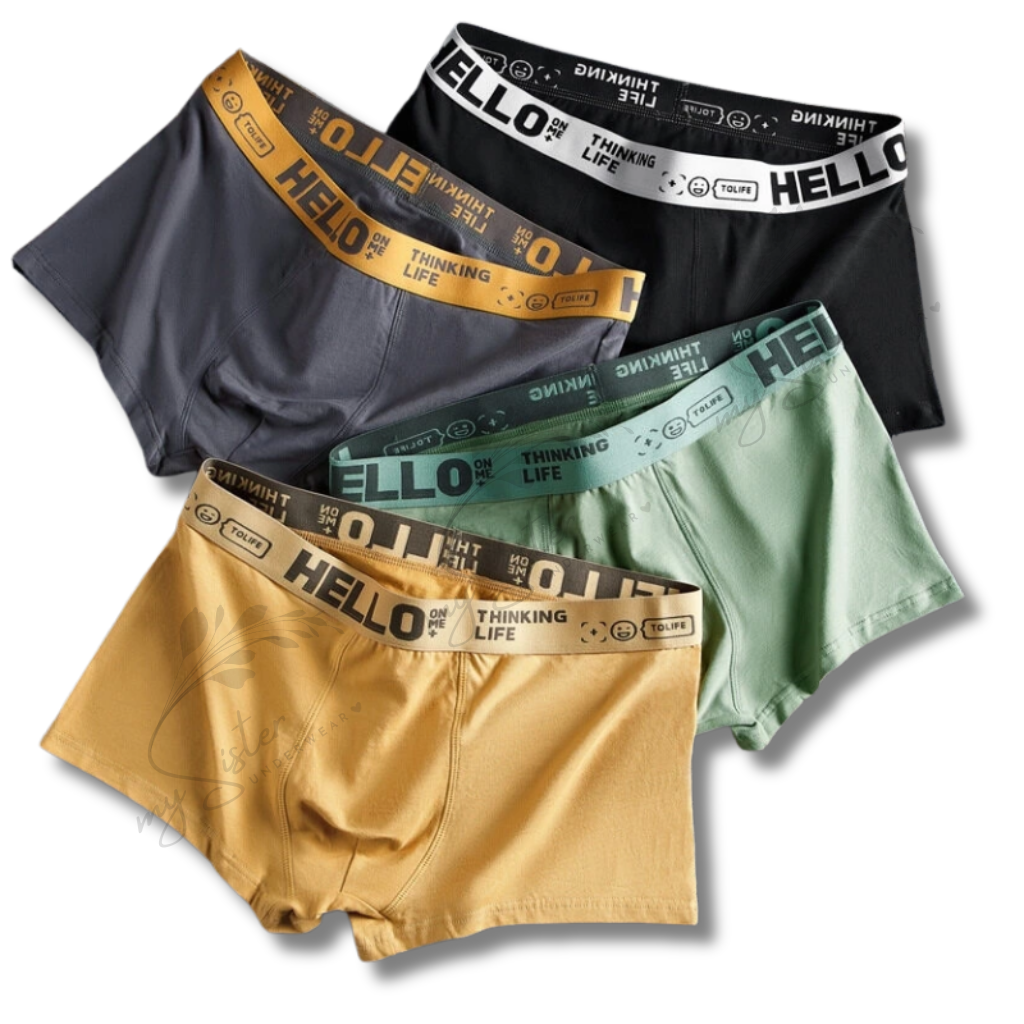 กางเกงในชายรุ่น Boxer_Hello แพค 3 ตัวคละสี ผ้าคอตตอน/สเปนเด็กซ์ คละสี ...