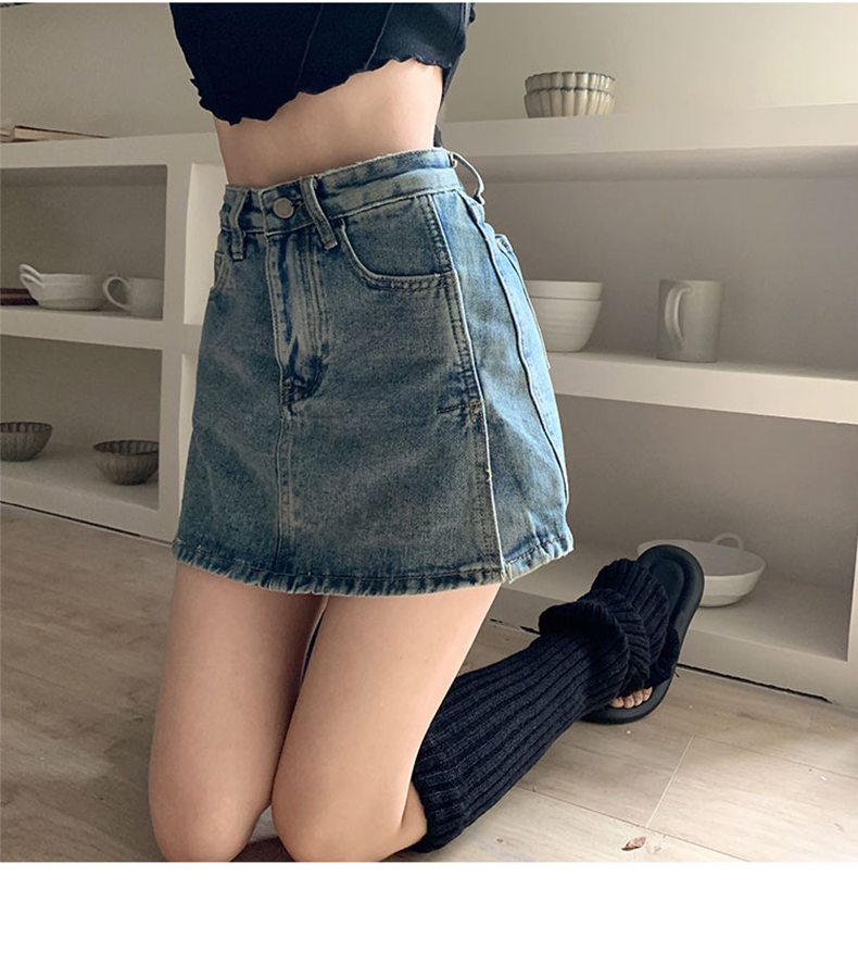 GHAOHES กระโปรงกางเกงยีนส์ S-4XL เอวสูง ลมเกาหลี มินิน่ารัก ผ่า 2 ข้าง มีซับยีนส์ กระโปรง y2k ...