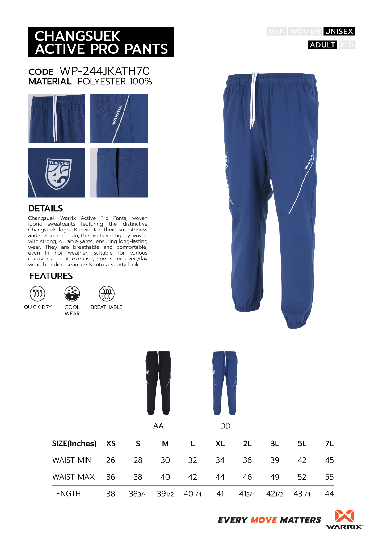 WARRIX กางเกงวอร์ม Active Pro Changsuek (WP-244JKATH70) | Shopee Thailand