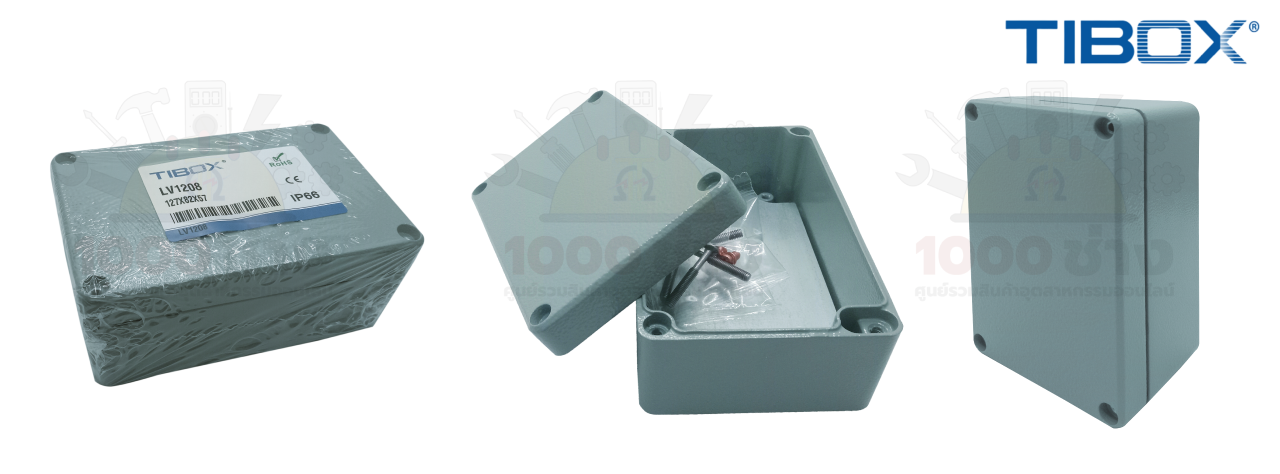 TIBOX LV1208 กล่องอลูมิเนียมกันน้ำ (Size 127x82x57 mm.) พร้อมเพลทในและ ...