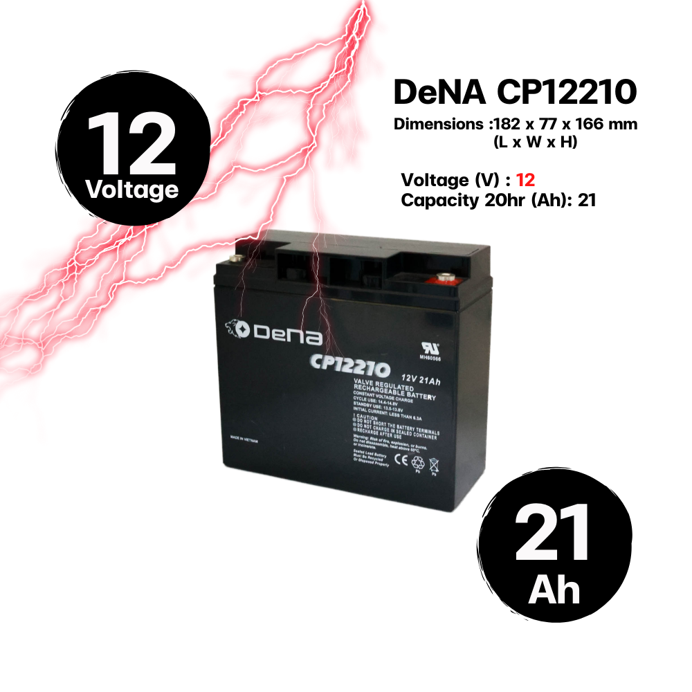 แบตเตอรี่ แบตเตอรี่แห้ง Dena 12V มีให้เลือก 7.2Ah , 9Ah , 12Ah , 5.5Ah , 21Ah , 6V - 4.5Ah ...