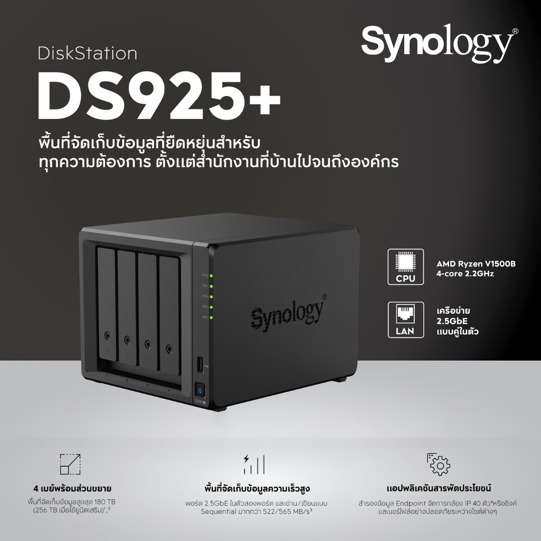 Synology DiskStation DS925+ 4-Bay NAS + 4 x Synology HDD 4TB/6TB/8TB/12TB/16TB | Shopee Thailand