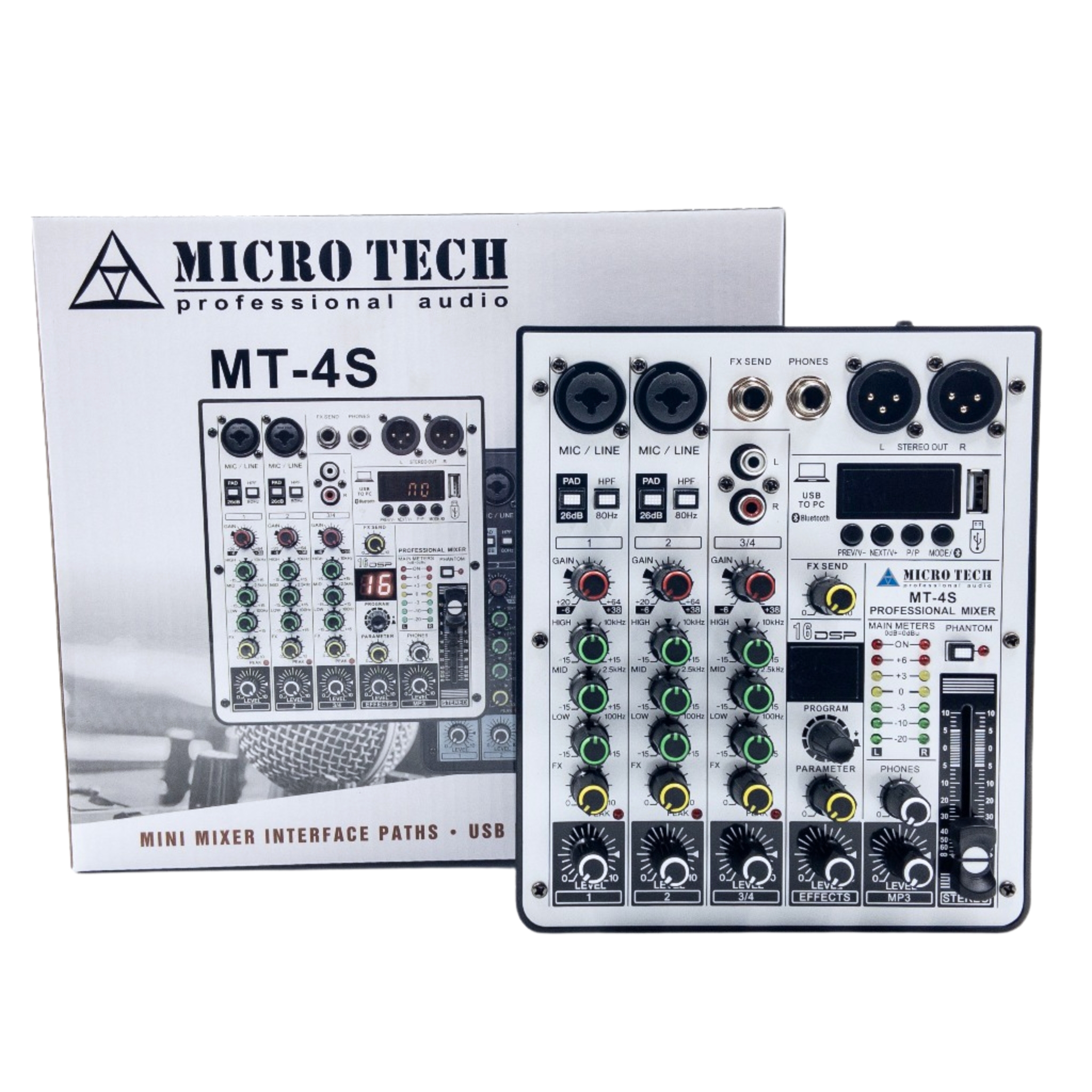 MICROTECH MT-4S มิกเซอร์อนาล็อก 4 แชนแนล เสียบไมค์ได้ 2 ช่อง พร้อมเอฟ ...