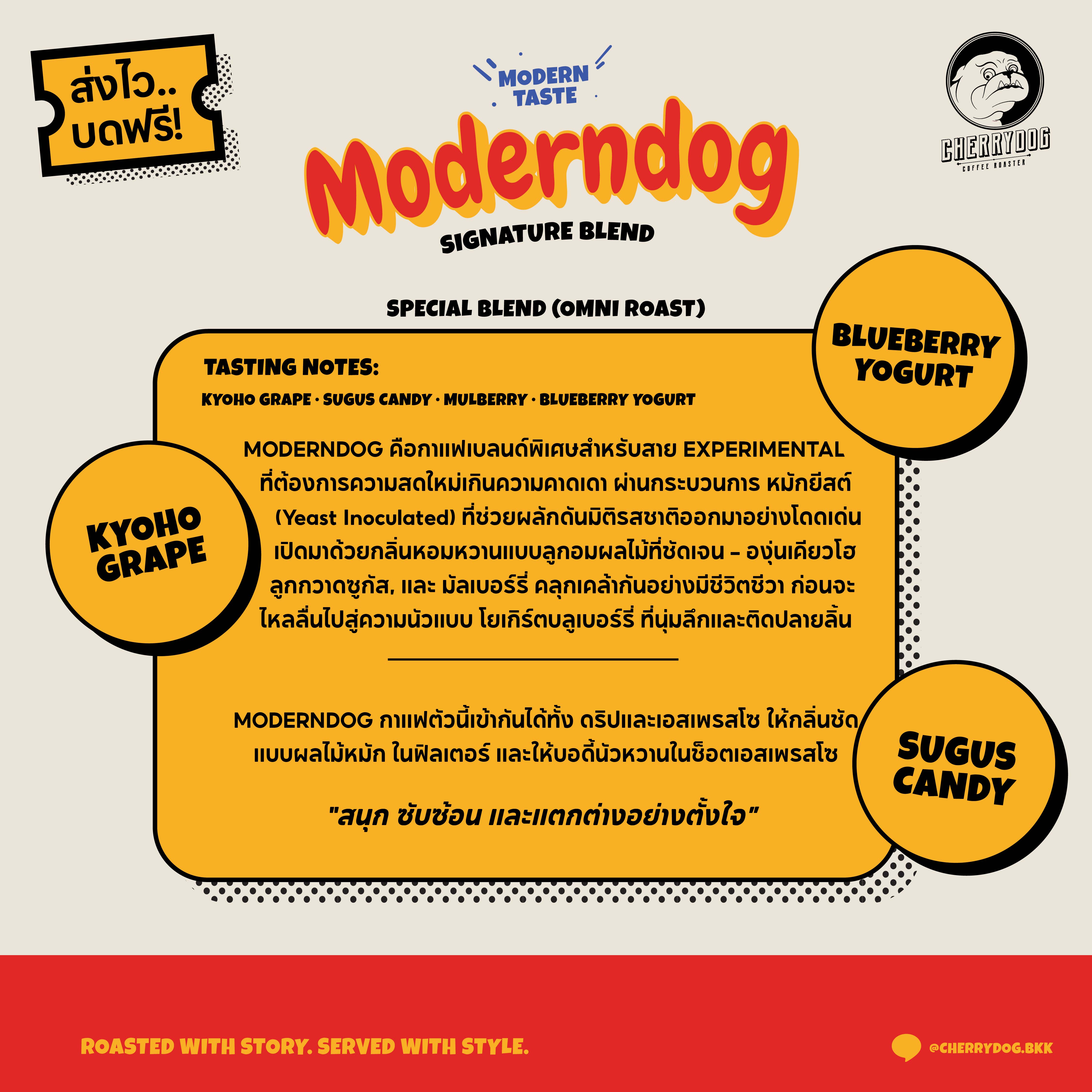 Cherrydog | ใหม่! เมล็ดกาแฟ Moderndog (House blend) เบลนโคลัมเบีย คั่ว ...